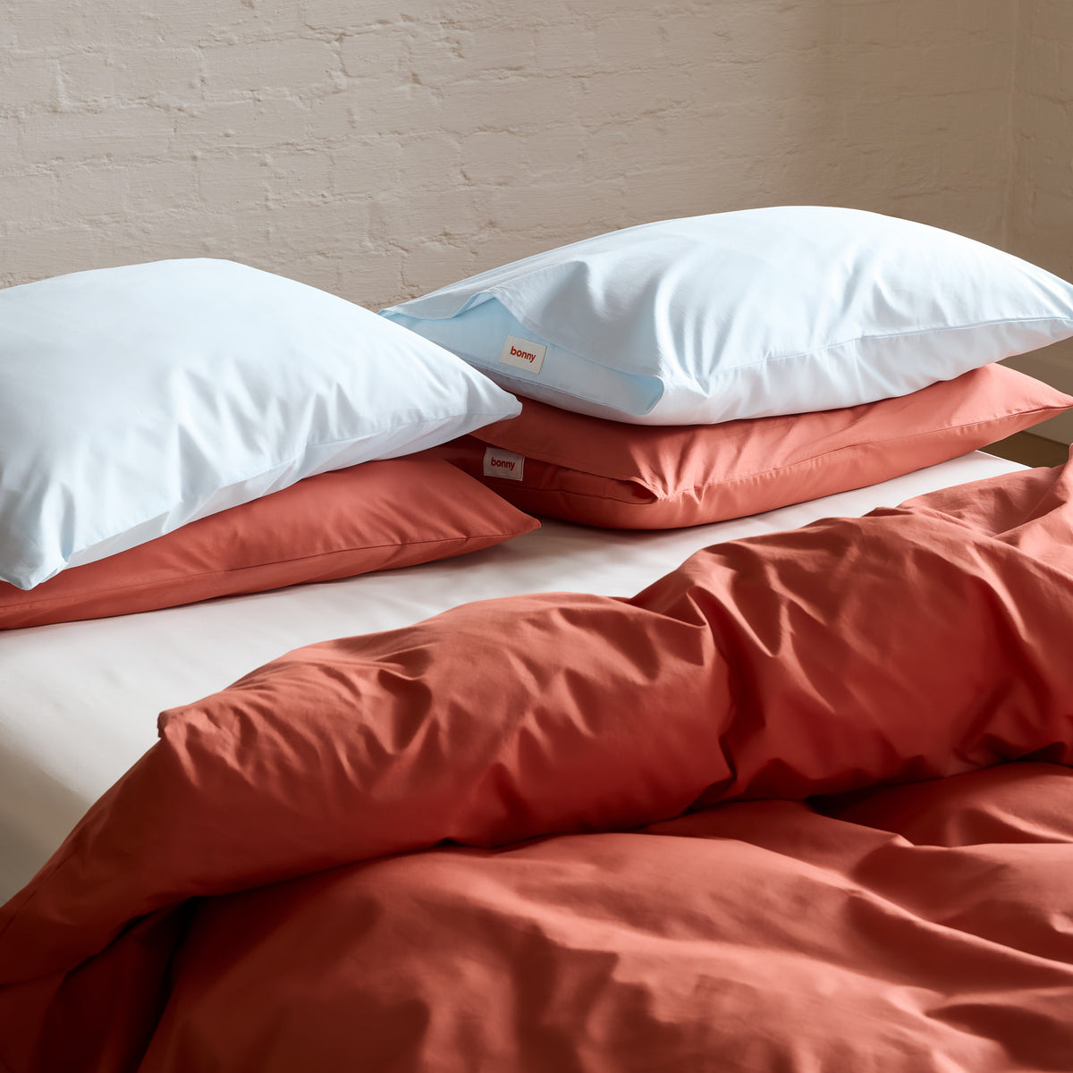 Combo 24: Bonny Clay, Holiday Blue & Cloud White Bedding Set
